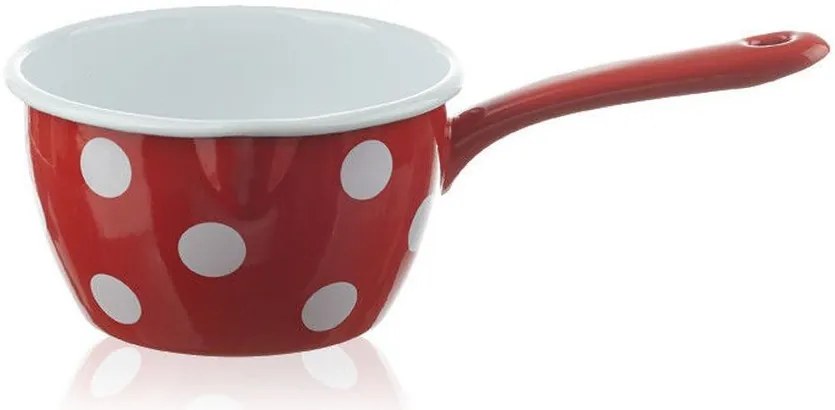 Červený smaltovaný rendlík s puntíky Red dot - Ø14*9cm - 1L