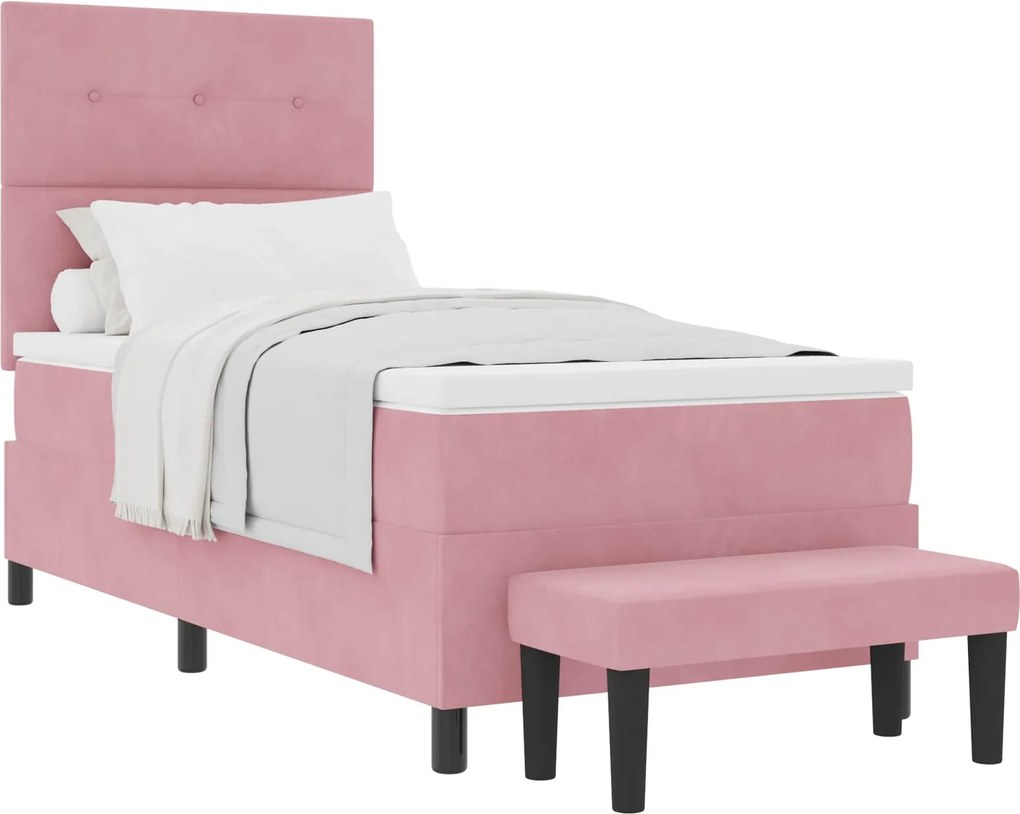 Postel s boxspringem s čelo Růžová 200 x 100 cm samet 3344497