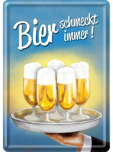 Postershop Plechová pohlednice - Bier schmeckt immer!