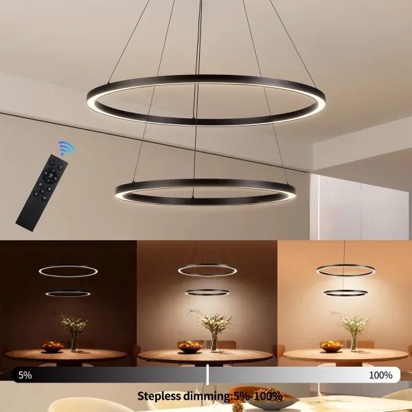 Brilagi - LED Stmívat. lustr na lanku PORTOFINO LED/98W/230V pr. 80 cm černá +DO