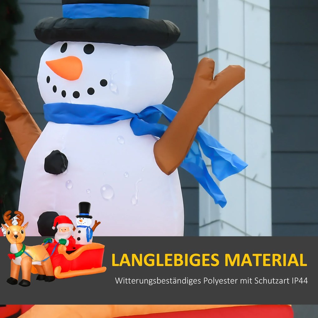 HOMCOM Vánoční dekorace Nafukovací Santa Claus venkovní vánoční dekorace, sáně, včetně ventilátoru, 1,8 m, červená + hnědá