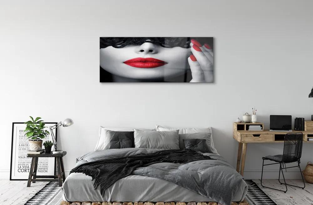 akrylový obraz Červené rty žena 120x60 cm