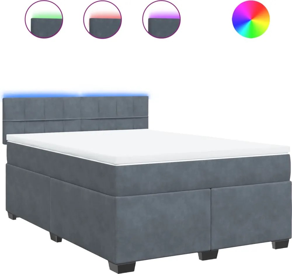 Box spring postel s matrací tmavě šedá 160x200 cm samet 3288655