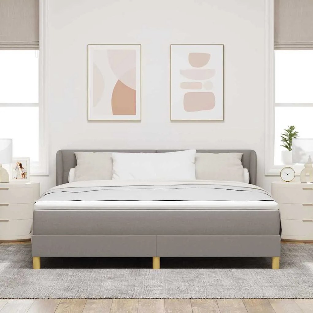 Postel s boxspringem s čelo Taupe 180 x 200 cm textil 3340231
