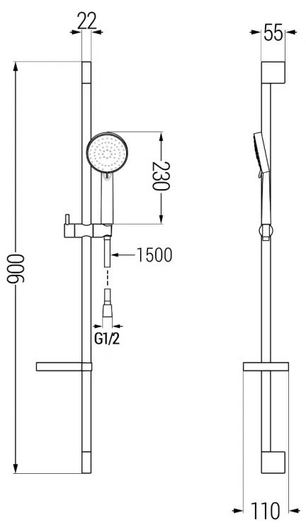 Mexen DS75 posuvný sprchový set, Chromovaná - 785754583-02