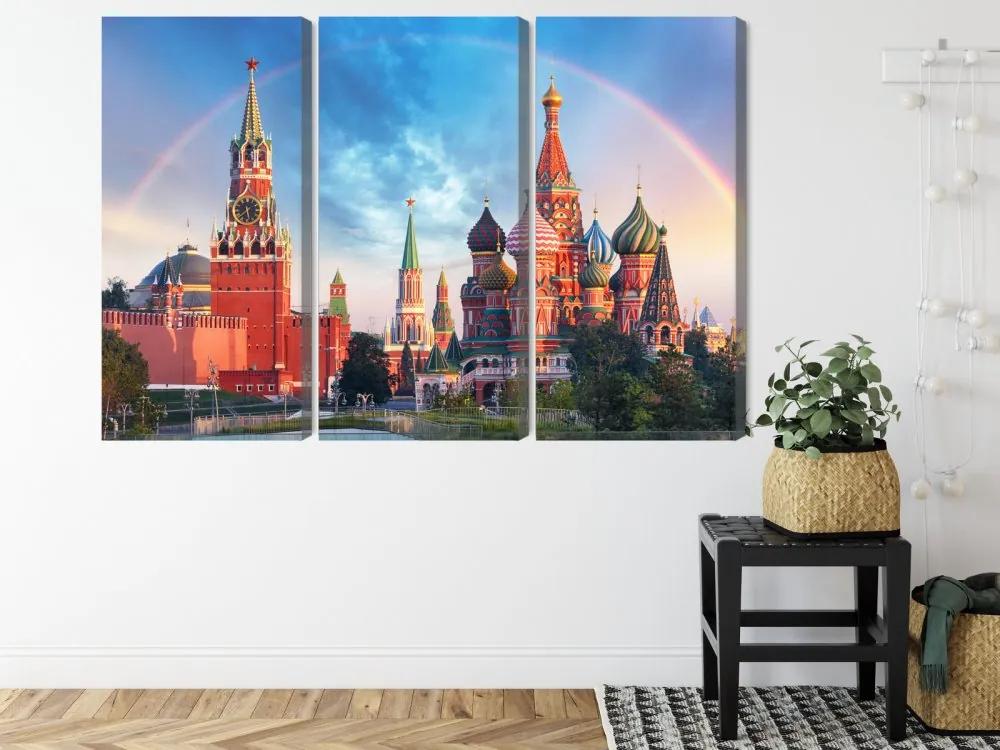Vícedílný obraz Panorama Rudého Náměstí S Kremlem A Katedrálou Vasila Blaženého Nedostatek Nedostatek Plátno Canvas 60x40