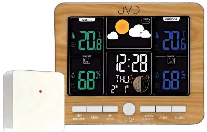 JVD Digitální rádiem řízená meteorologická stanice JVD RB6685.2 v imitaci dřeva