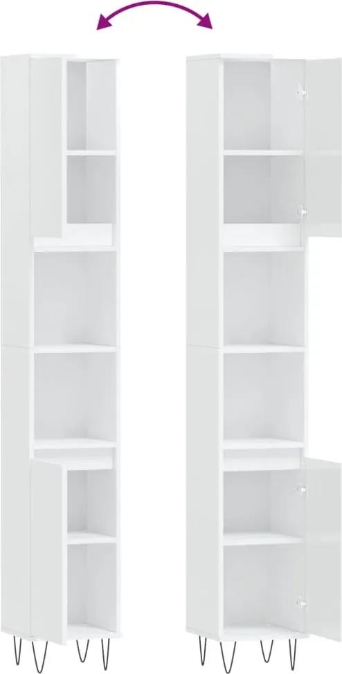 vidaXL Koupelnová skříňka 30x30x190 cm kompozitní dřevo [831534] Barva: bílá s vysokým leskem