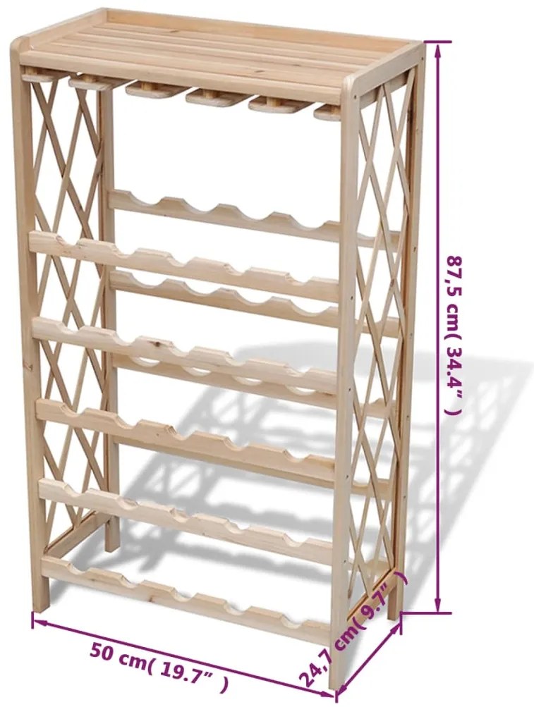 vidaXL Marketos Stojan na víno na 25 lahví masivní jedlové dřevo
