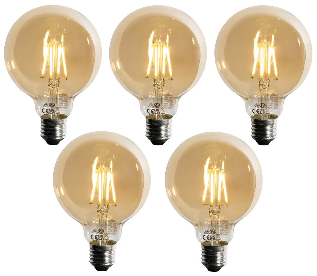 Sada 5 ks Stmívatelná LED žárovka E27 G95 5W 450lm 2700K