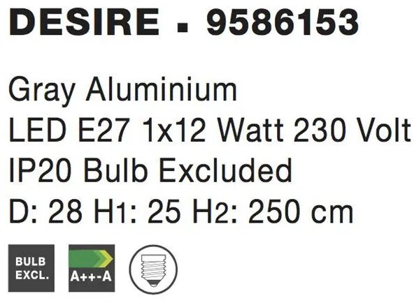 Nova Luce Závěsné svítidlo DESIRE, E27 1x12W Barva: Bílá