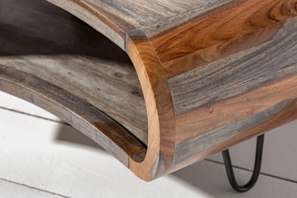 Designový konferenční stolek Lorelei, 80 cm, sheesham, šedý