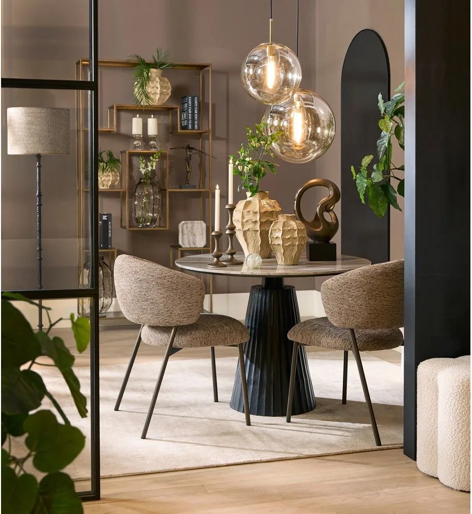 Kulatý jídelní stůl s mramorovou deskou ø 100 cm Rianne – Light & Living