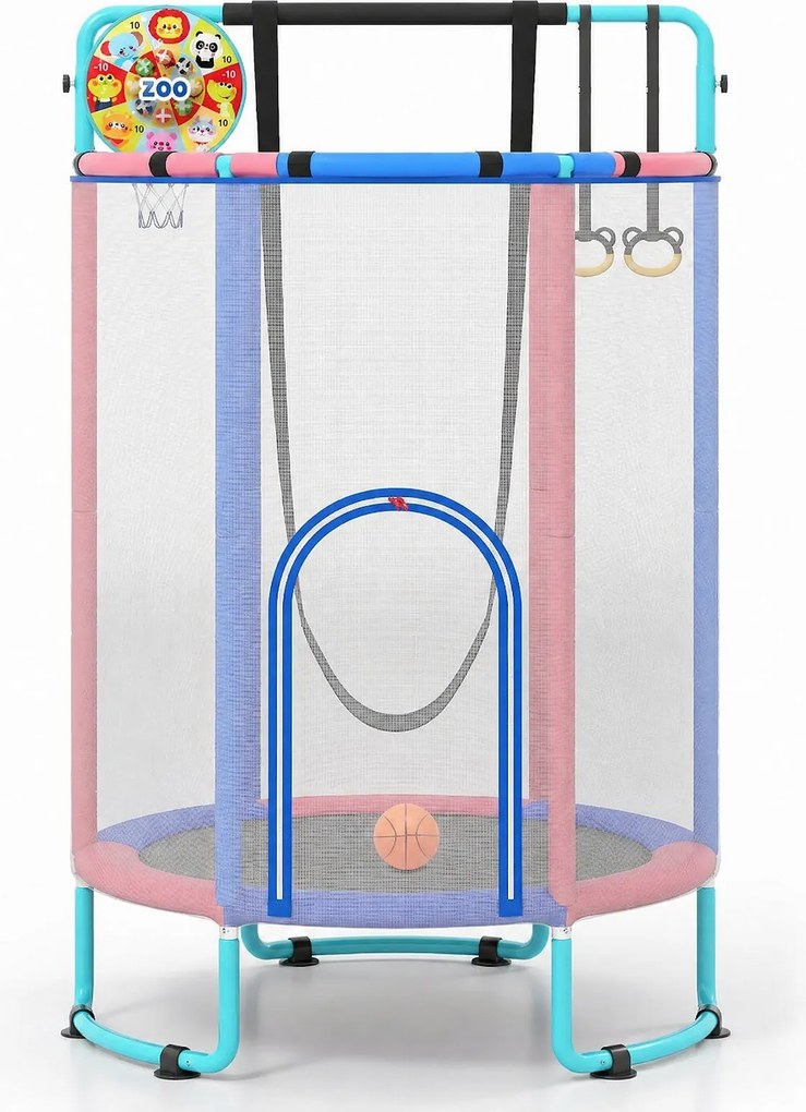 Costway 6 v 1 Dětská trampolína s ochrannou sítí a žárově pozinkovaným – modrý