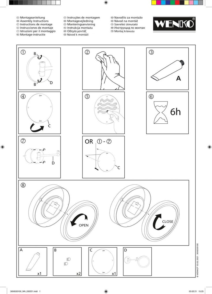 Kosmetické nástěnné LED zrcadlo LUMI, montáž bez vrtání