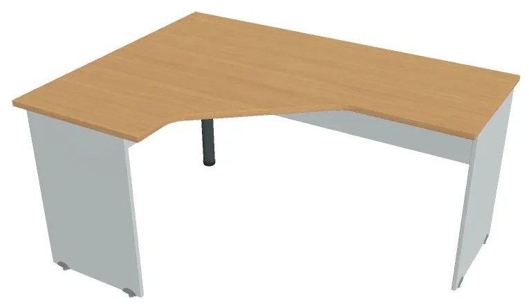Stůl ergo pravý 160*120 cm - Hobis Gate GEV 60 P Dekor stolové desky: buk, Dekor lamino podnože: šedá, Barva nohy: černá