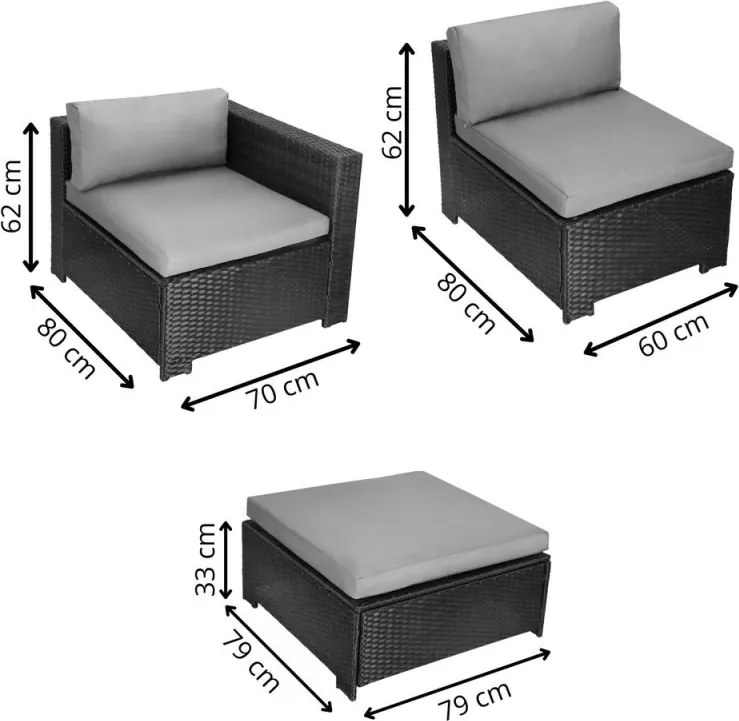 Ratanový set zahradního nábytku, černý SPRINGOS COSTA DE BLANCA 5