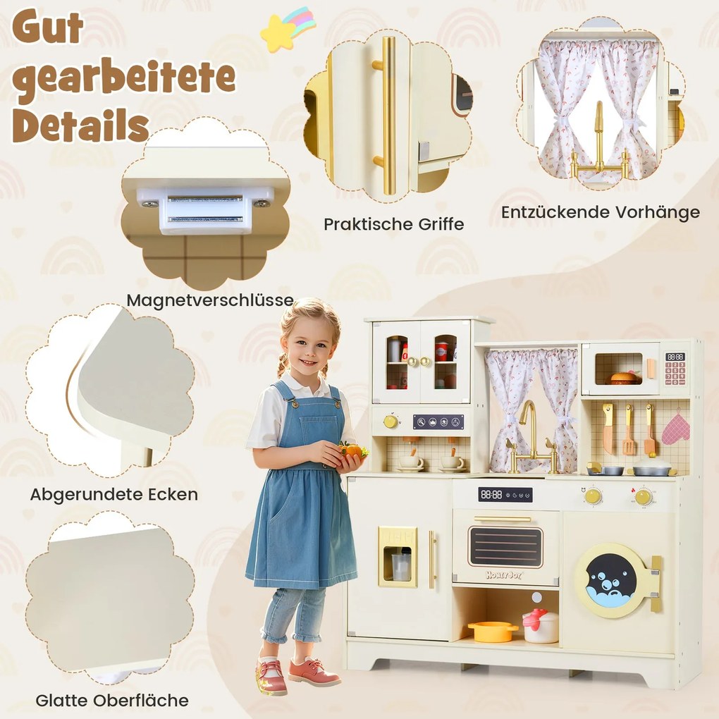 Costway Dětská kuchyňka na hraní s varnou deskou, vodovodní baterií, dřezem
