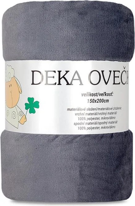 Beránková deka OVEČKA šedá 150 x 200 cm