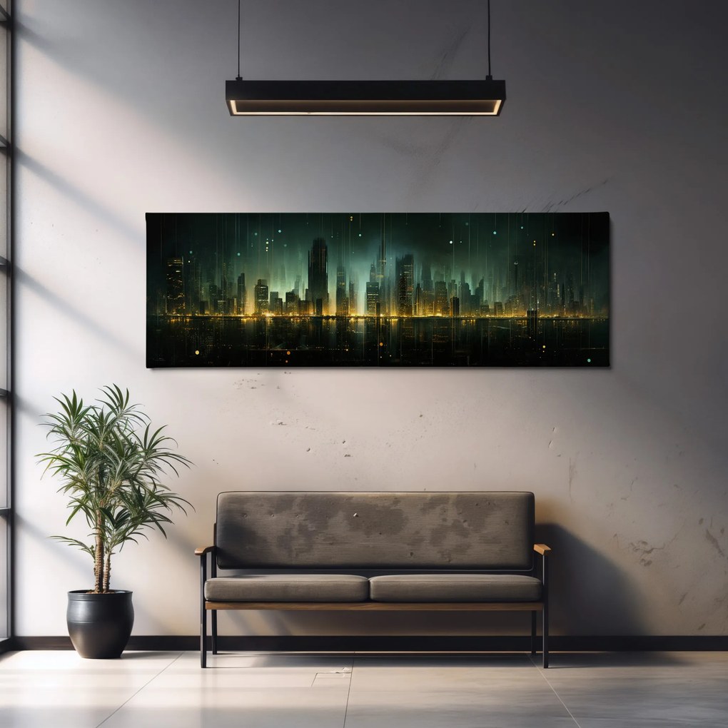 Obraz na plátně - Futuristické město - Abstrakce - Město zítřka FeelHappy.cz Velikost obrazu: 120 x 40 cm