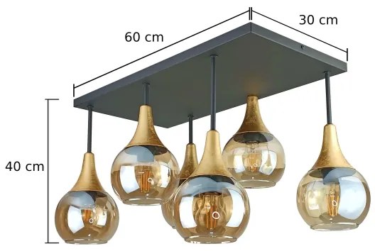 Přisazený lustr SOMA 6xE27/60W/230V černá/zlatá/kouřová béžová