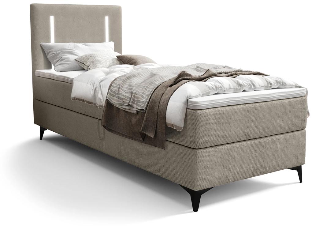 Jednolůžková postel 80 cm Ortega Comfort (hnědošedá) (s roštem a matrací, bez úl. prostoru) (s LED osvětlením). 1082659