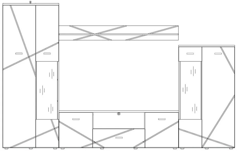 Obývací stěna s osvětlením Storm, dub/bílá lesk