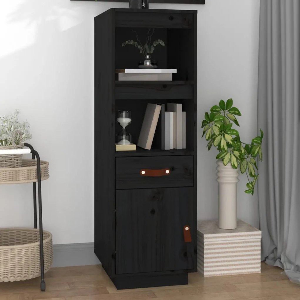 Skříň highboard černá 34x40x108,5 cm masivní borové dřevo