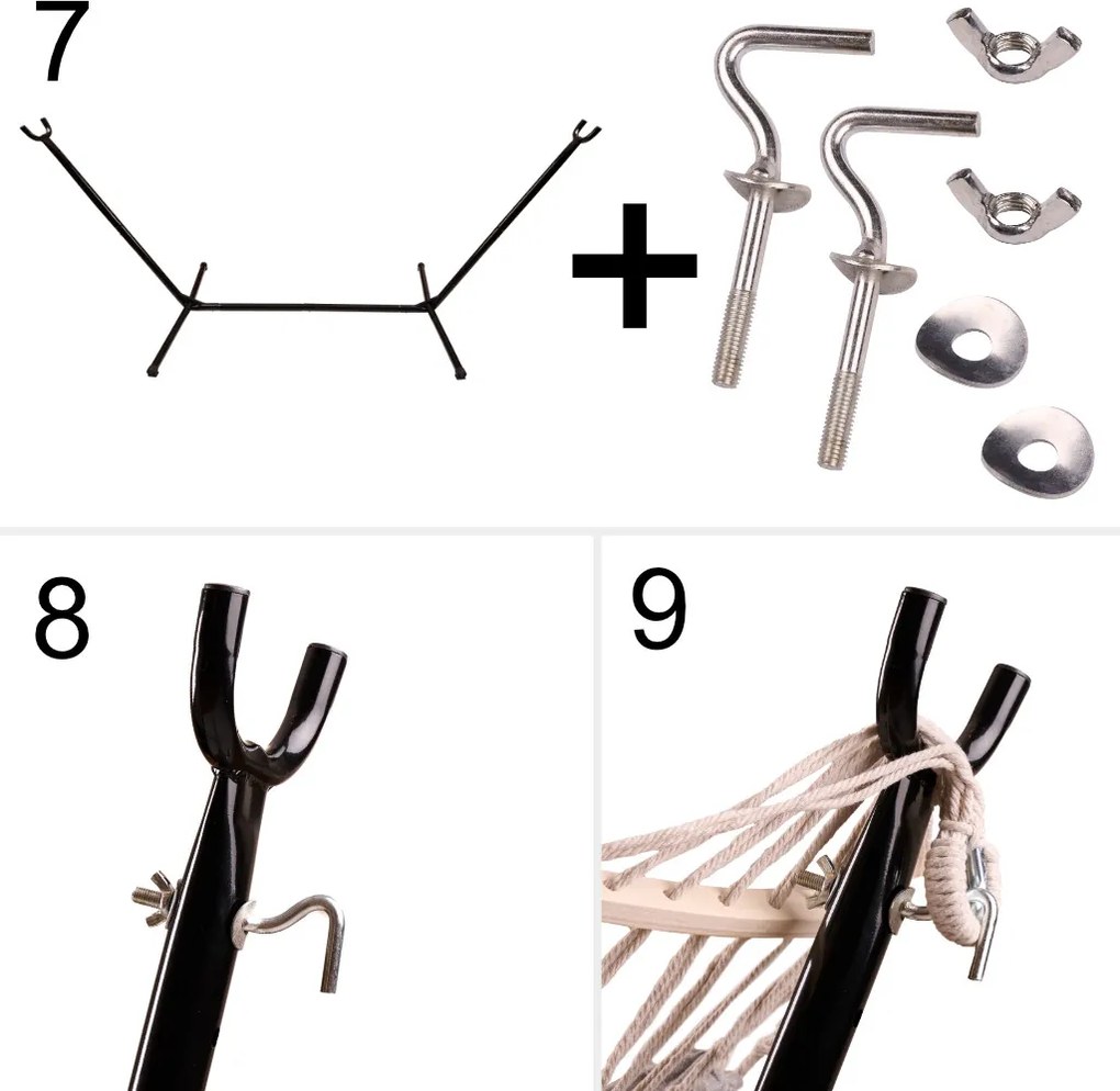 Creative Corner Zahradní houpací síť s rámem pro dvě osoby houpací stojan houpací sítě velký silný + kryt 200 cm 100 kg