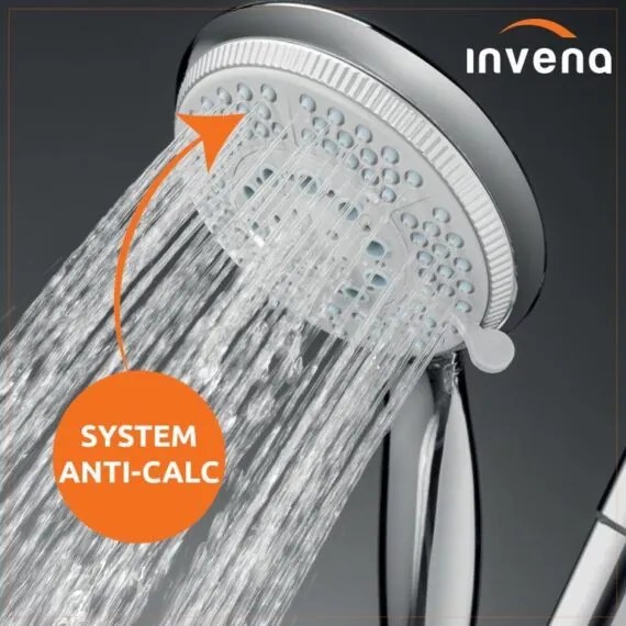 Invena Dafni, 3-funkční ruční sprchová hlavice kulatá, chrom-bílá, INV-AS-02-002-X
