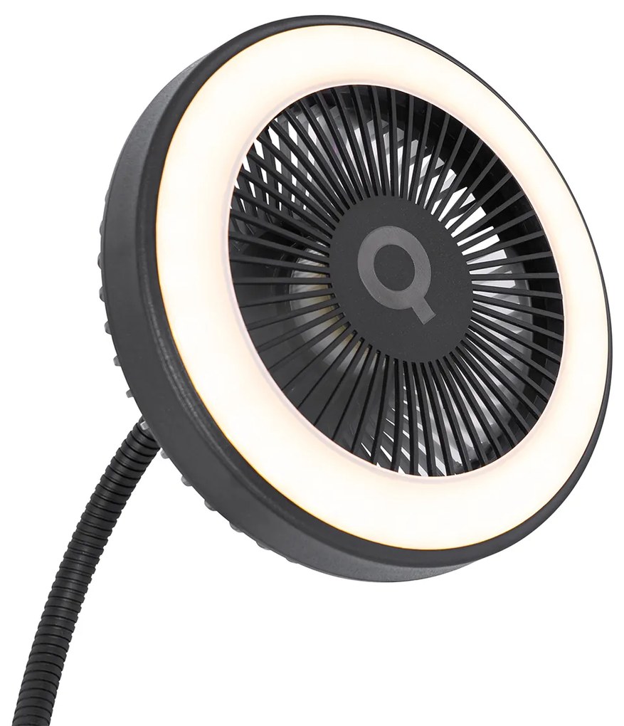 Stolní ventilátor černý vč. LED 2700K - Dores
