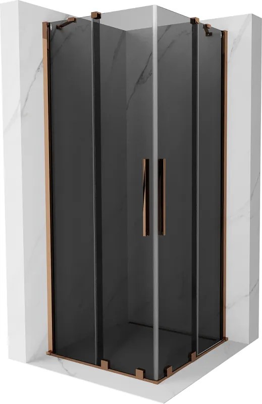 Mexen Velar Duo, sprchový kout s posuvnými dveřmi 80 x 80 cm, 8mm šedé sklo, růžové zlato, 871-080-080-42-60