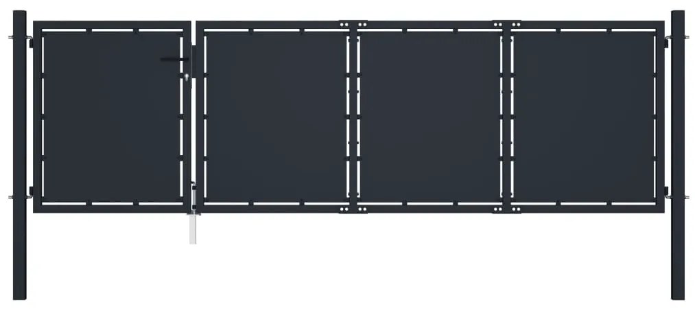 Zahradní brána ocelová 350 x 100 cm antracitová 144536