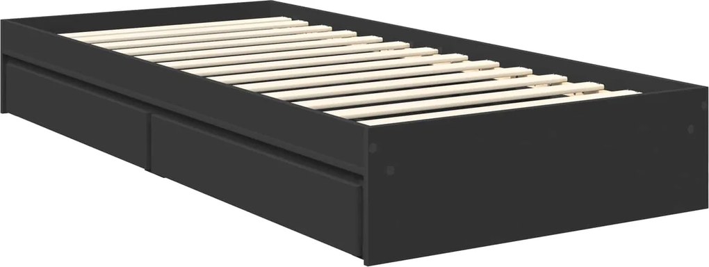 Postel s úložným prostorem Černá 90 x 190 cm Kompozitní dřevo 3413139