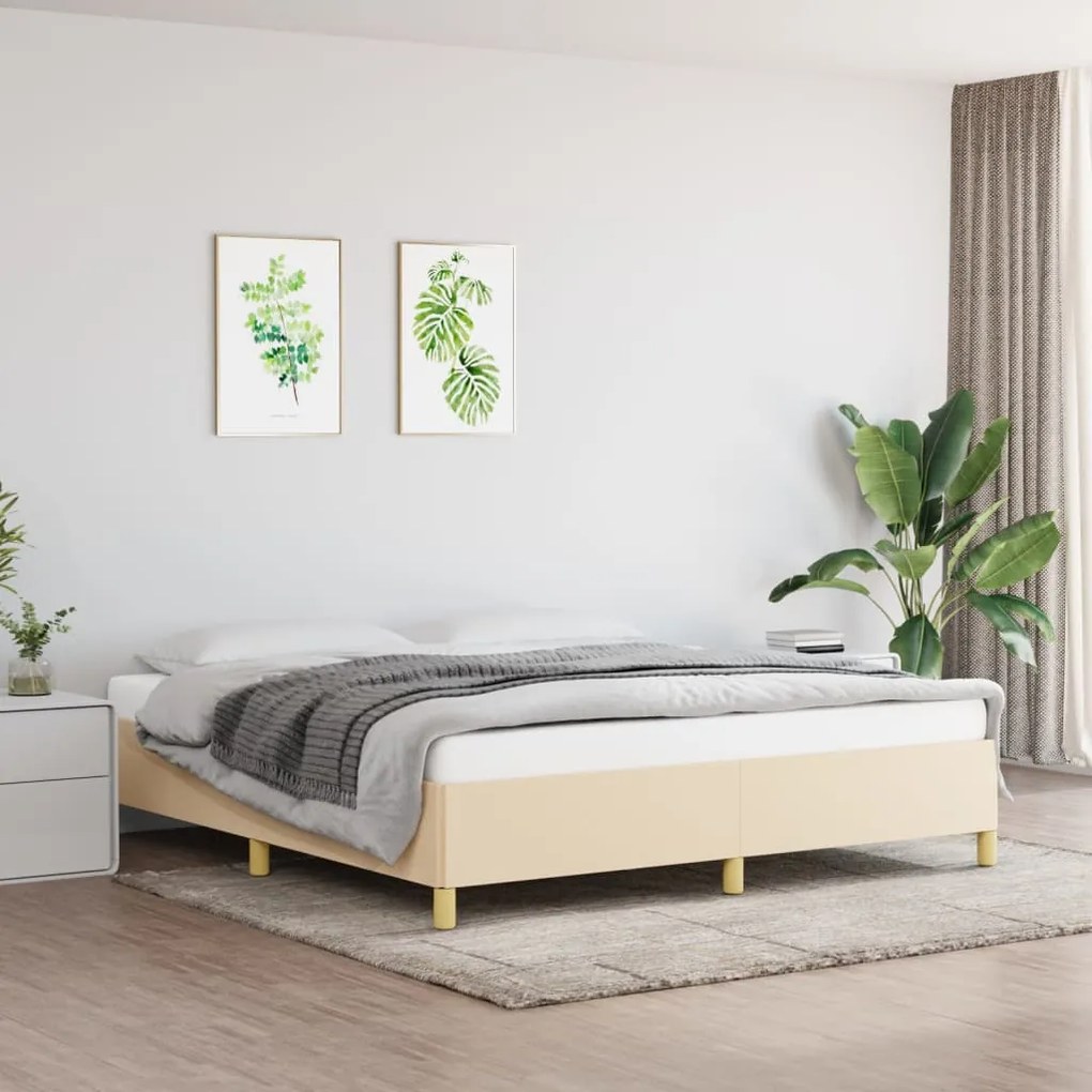 Rám postele s boxspringem krémový 160 x 200 cm textil 3120974