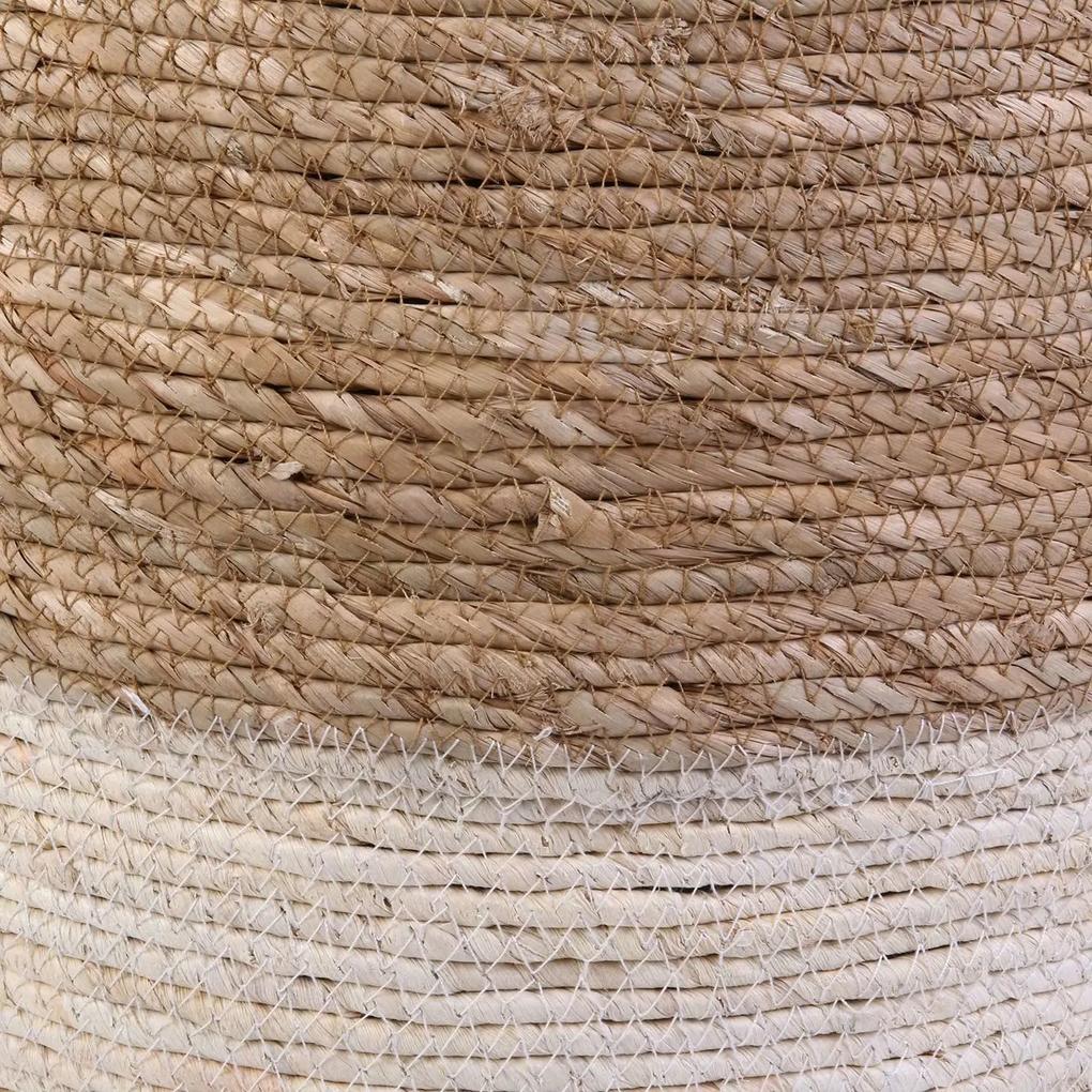 Bílo-béžový pletený taburet MALAMI