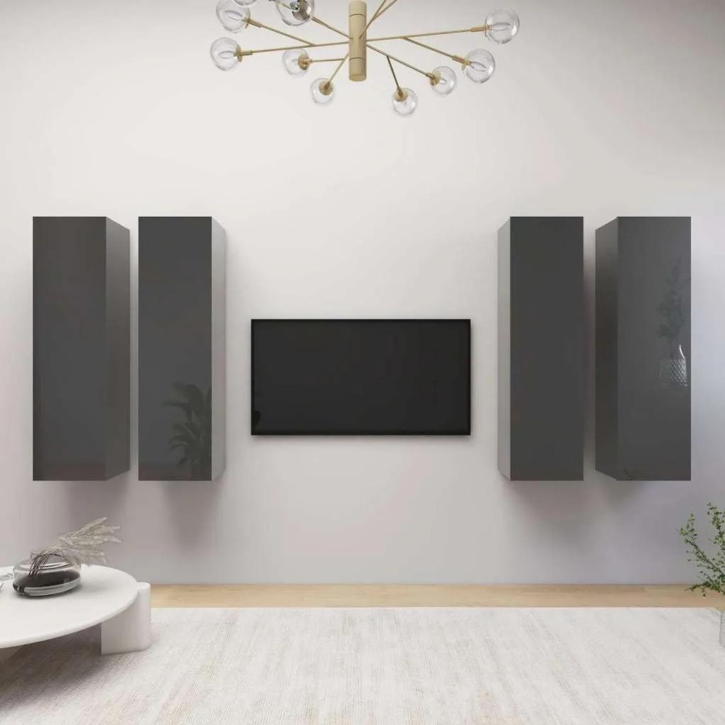 vidaXL TV skříňky 4 ks 30,5 x 30 x 110 cm kompozitní dřevo [3079162] Barva: hnědý dub