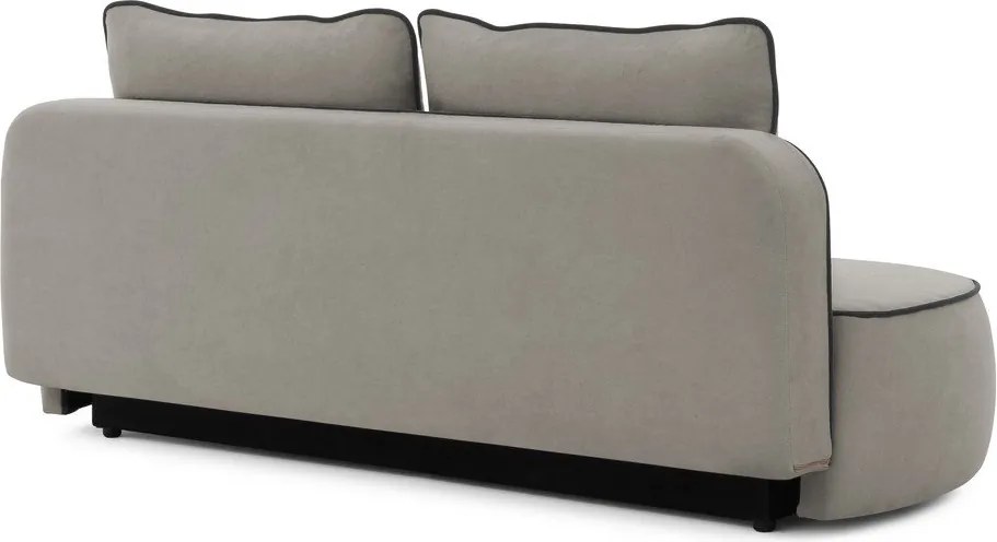 Černá/šedá sametová rozkládací/s úložným prostorem pohovka 210 cm Saga – Ropez