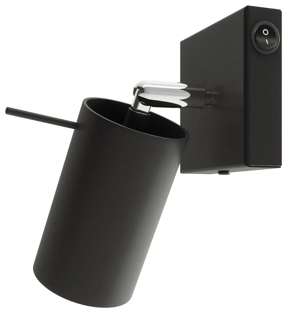 Bodové svítidlo Ring, 1x černé kovové stínítko, (možnost polohování), vypínač
