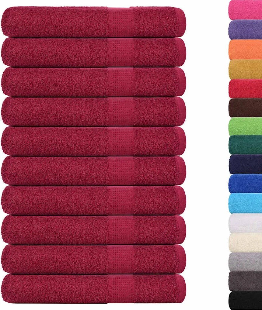 Saunové osušky FROGN 10 ks bordó 80x200 cm 360 g/m² 136745