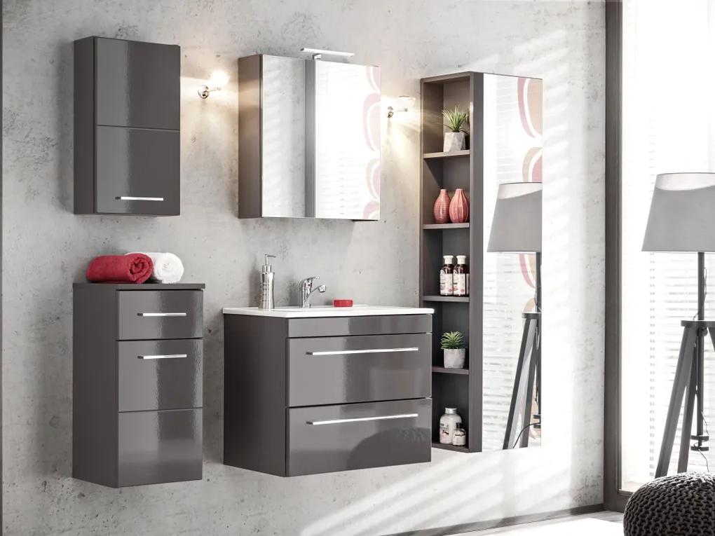 MAXIVA Koupelnová sestava - TWIST grey, 60 cm, sestava č. 1, grafit/lesklý grafit