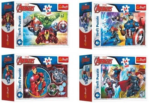 TREFL Minipuzzle 54 dílků Avengers/Hrdinové 4 druhy v krabičce 9x6,5x4cm 40ks v boxu