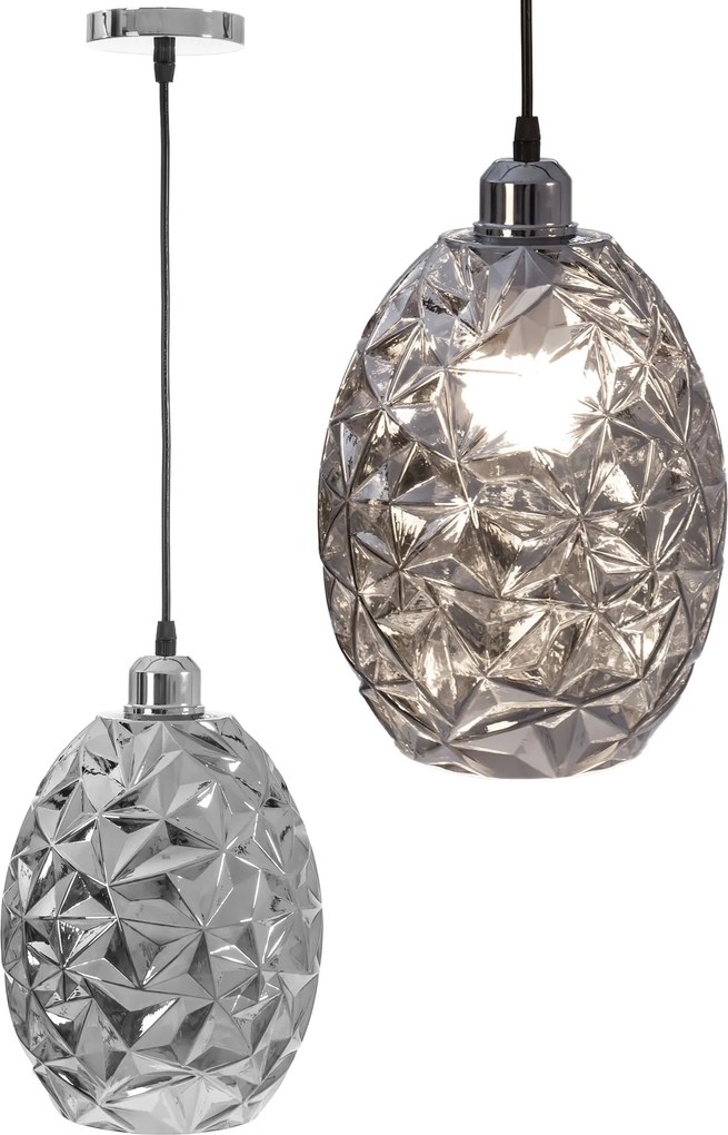 Toolight - Chromovaná skleněná závěsná lampa 1xE27 60W APP564-1CP, chromová, OSW-09670