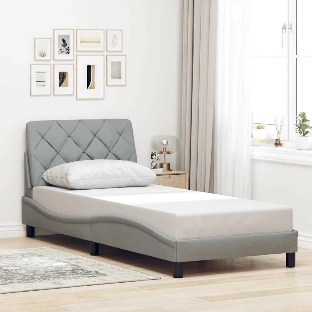 Rám postele s LED bez matrace Světle šedá 90x200 cm Látka 3310643