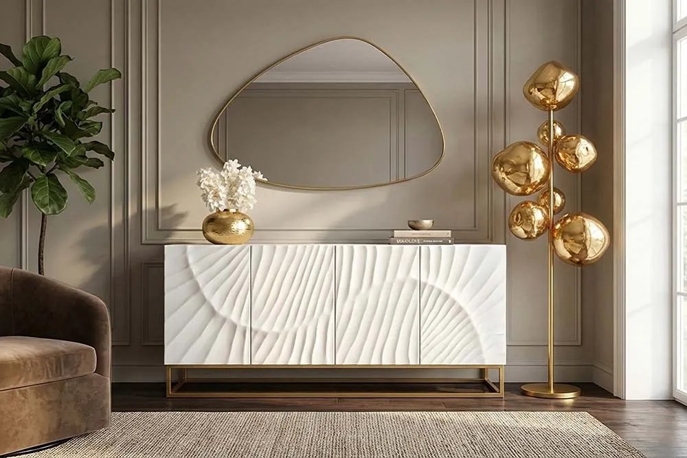 Designová komoda Shayla 177 cm bílé mango