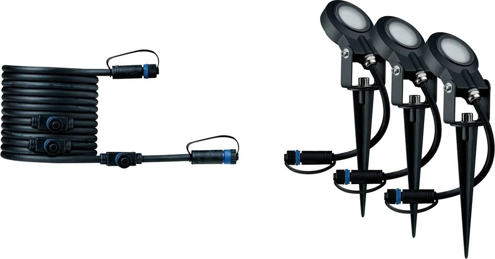 P 93689 Plug & Shine prodlužovací sada zápich Sting IP67 3000K 3x6W stmívatelné - PAULMANN