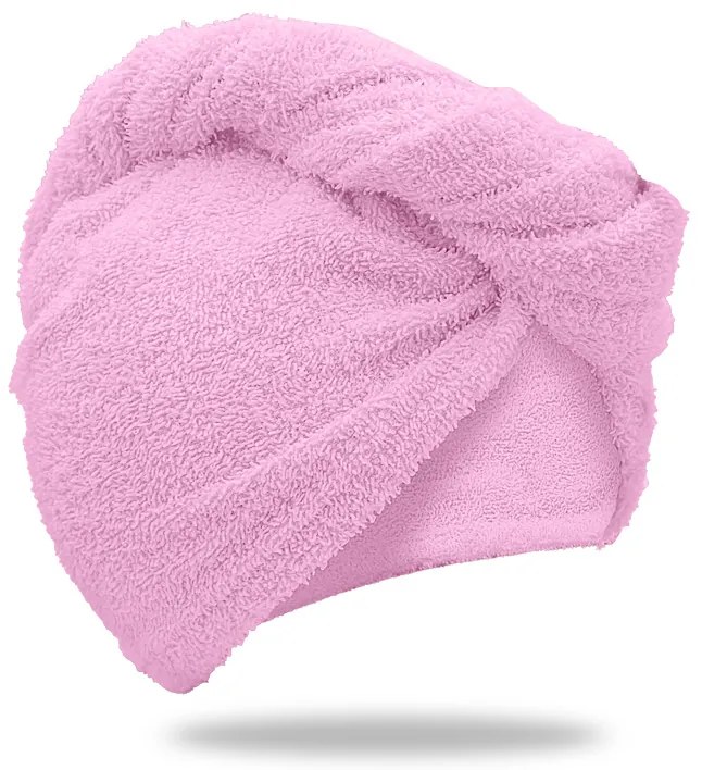Rychleschnoucí froté turban na vlasy růžový, 100% bavlna
