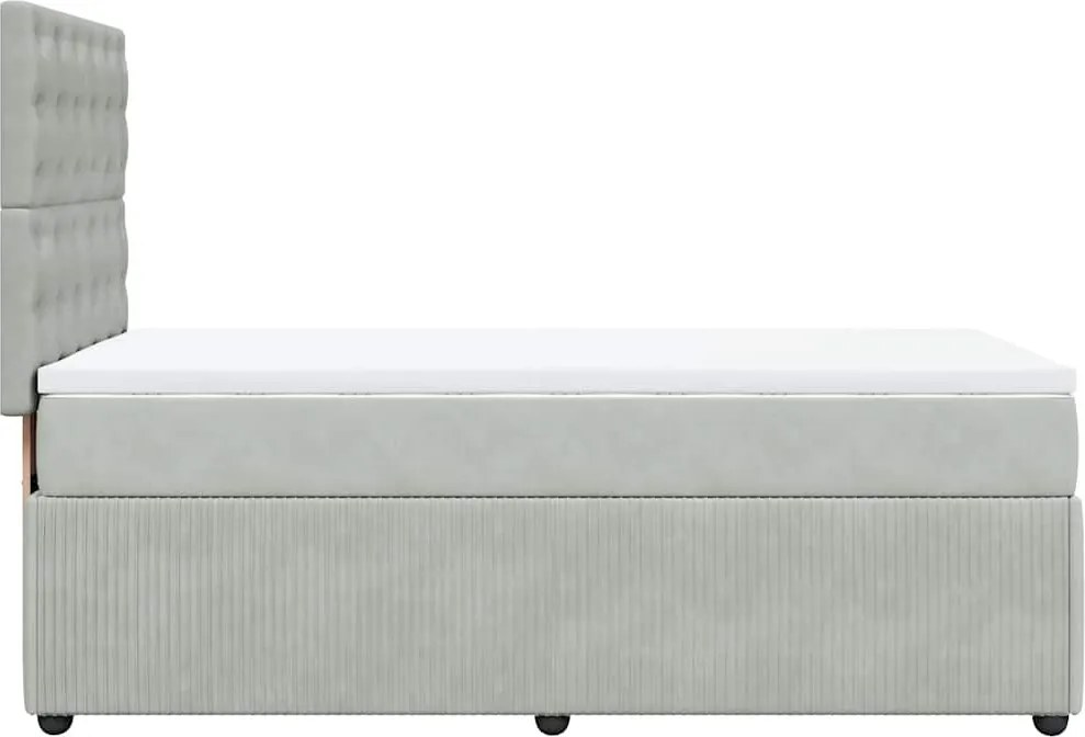Box spring postel s matrací světle šedá 90x200 cm samet 3294550