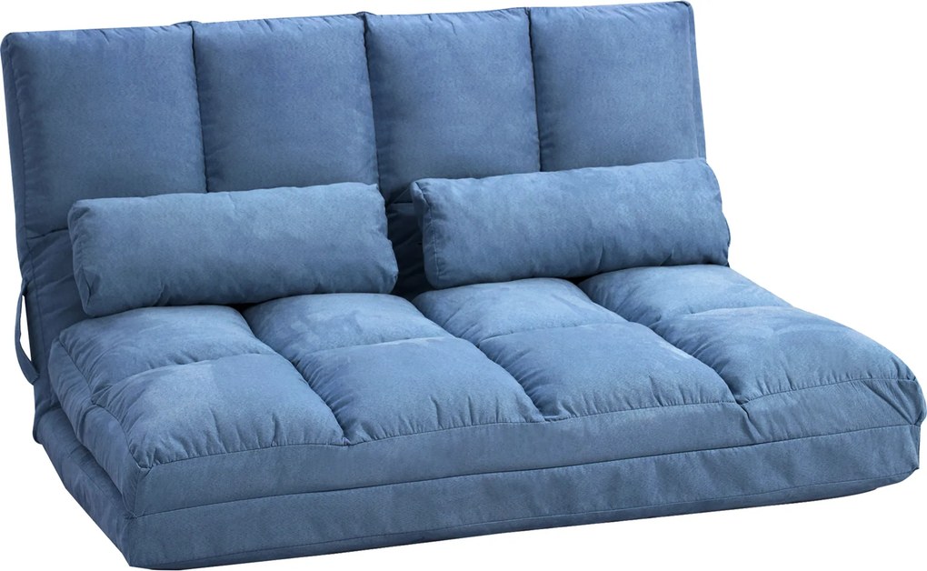 Rozkládací pohovka 2 v 1 HOMCOM, 102L x 73W x 60H cm, s třísměrně nastavitelným opěradlem, sedák, samet, ocel, modrá| Aos