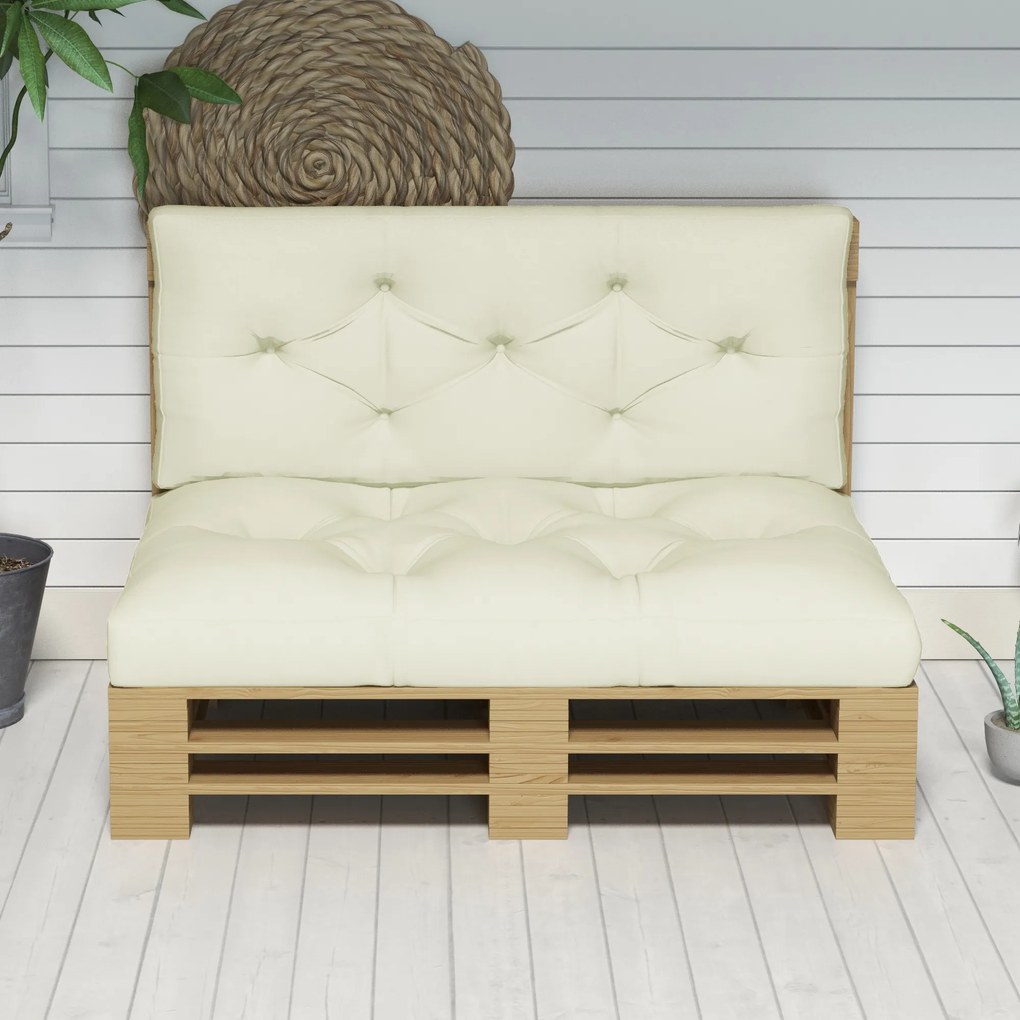 Outsunny Sada 2 sedacích a opěrných polštářů pro zahradní lavici, loveseat, 2-místnou paletovou pohovku Vysoký komfort rozměry 120D x 80Š x 12V cm Po…